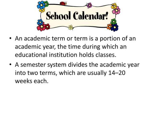 Yearly School Calendar | PPT