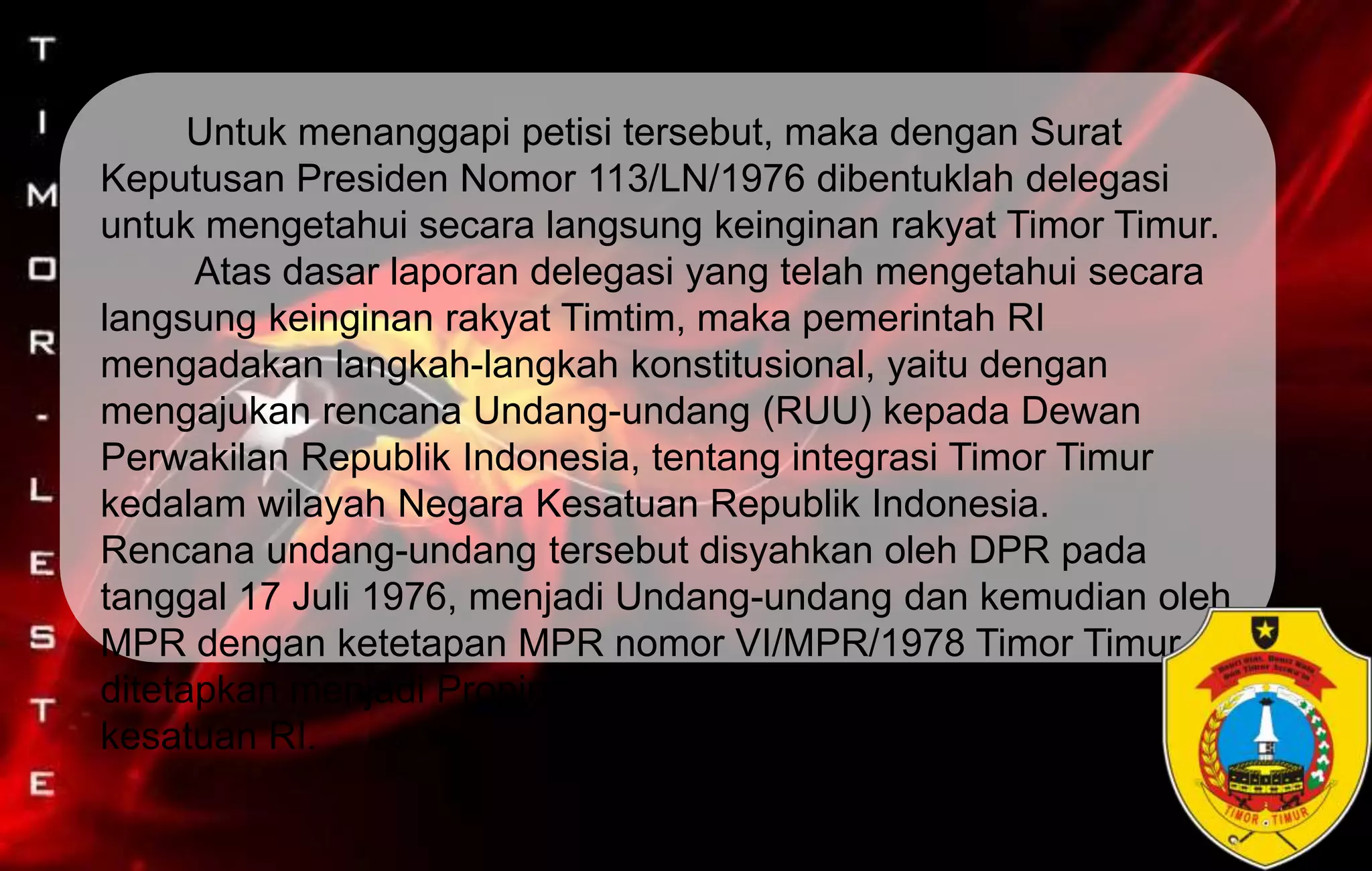 INTEGRASI TIMOR TIMUR | PPTX