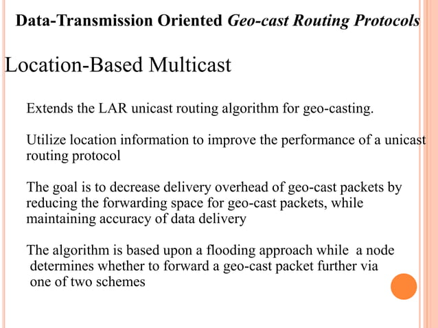 Geo Cast Routing Protocol Pptx Computer Networking Computing