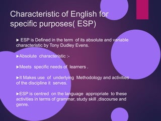 Engish for specific purposes | PPTX