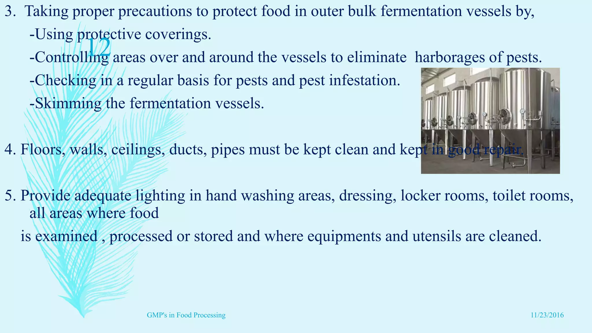 Good Manufacturing Practices in Food Processing | PPTX