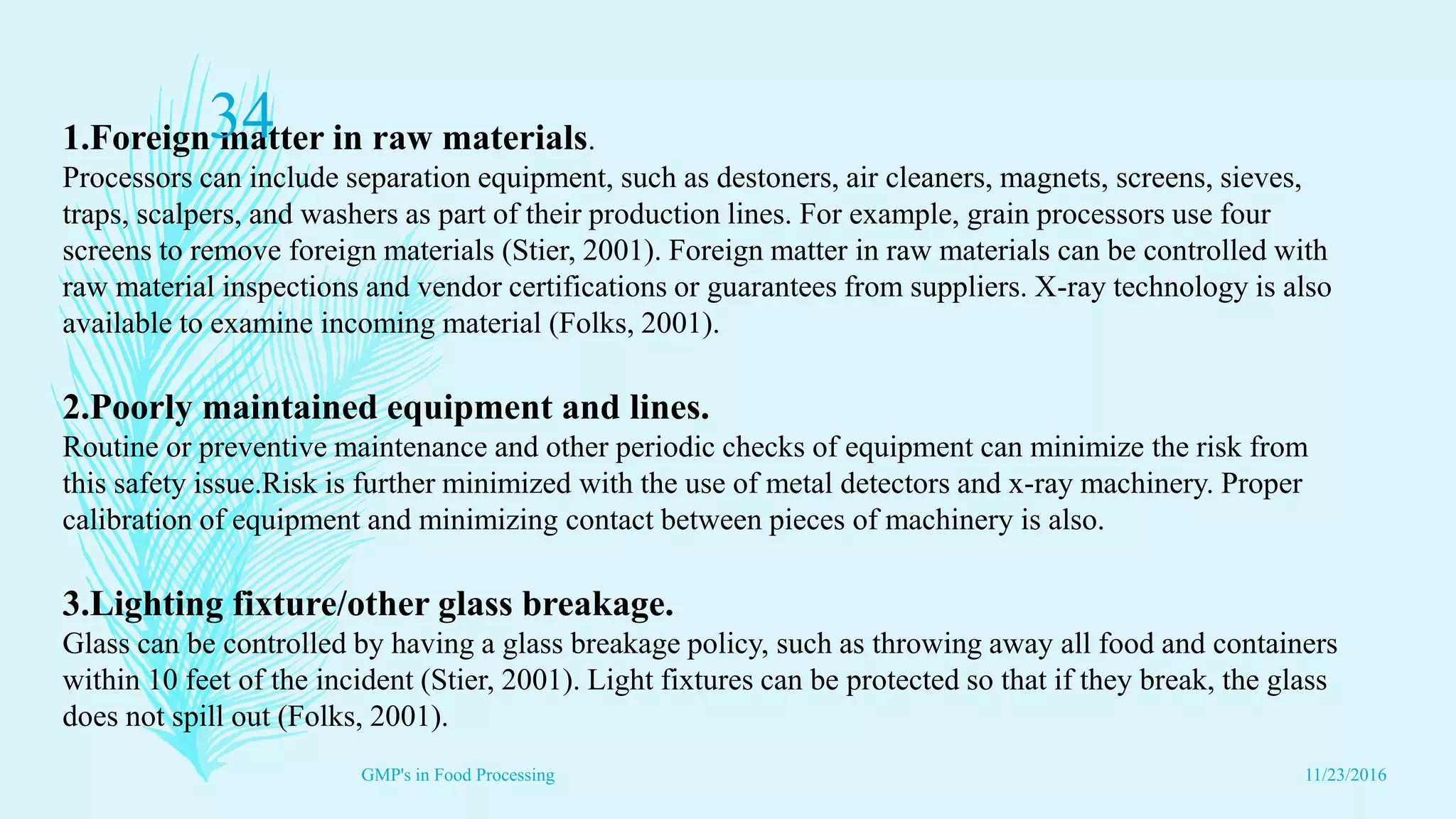 Good Manufacturing Practices in Food Processing | PPTX
