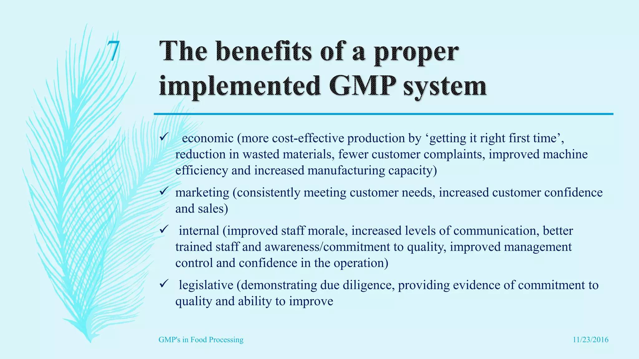 Good Manufacturing Practices in Food Processing | PPTX