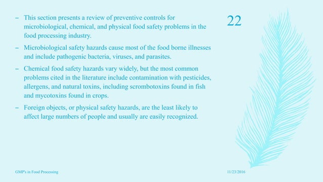 Good Manufacturing Practices in Food Processing | PPTX