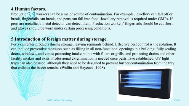 Good Manufacturing Practices in Food Processing | PPTX