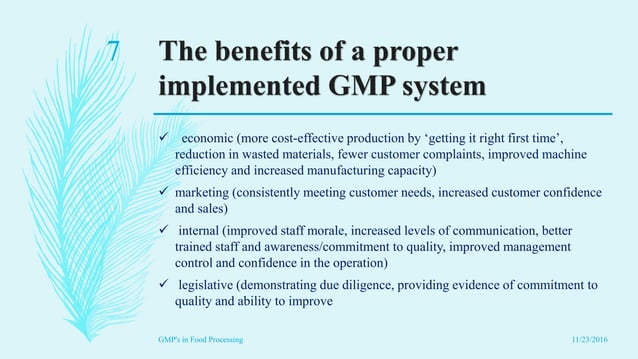 Good Manufacturing Practices in Food Processing | PPTX