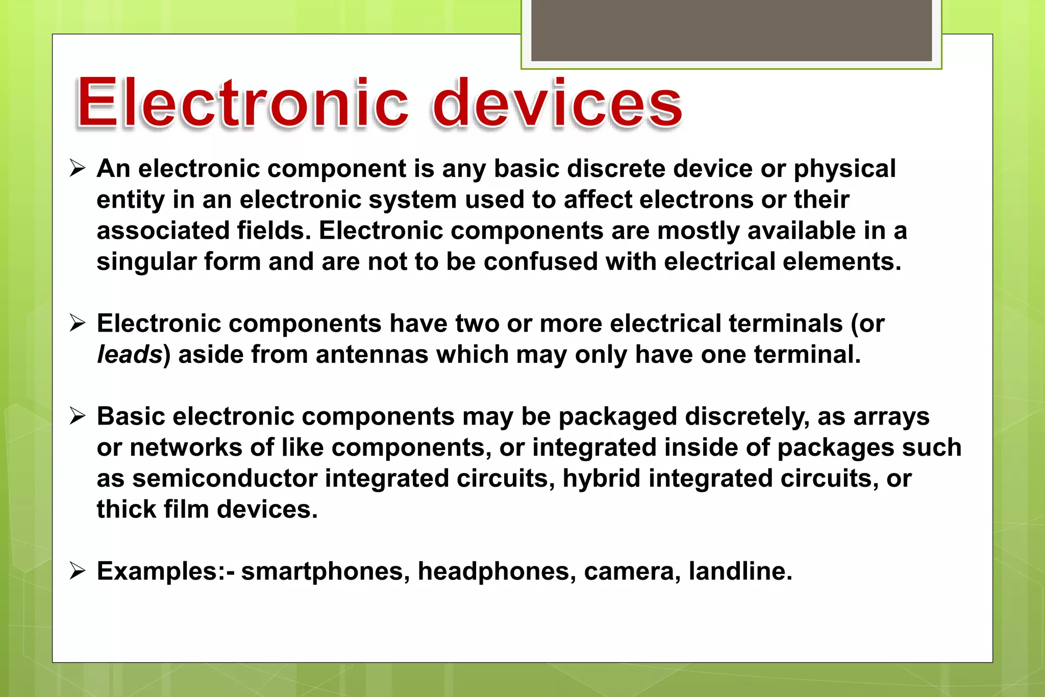 basic electrical and elctronics devices or equipments used at home | PPTX