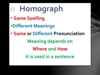 Homographs | PPTX