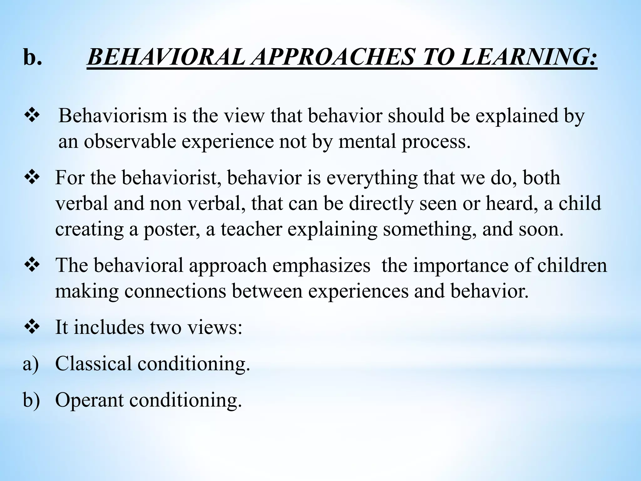 learning and Behavioral Approaches to Learning | PPTX