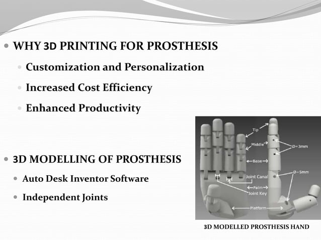Bioelectric Prosthesis Modelling using 3D-Printing | PPTX