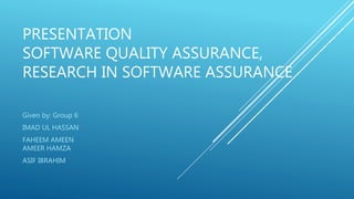 Software Quality Assurance | PPT