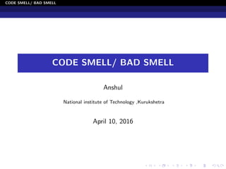Code Smells and Its type (With Example) | PDF