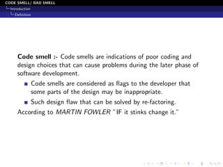 Code Smells and Its type (With Example) | PDF