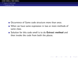 Code Smells and Its type (With Example) | PDF