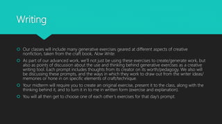 Advanced Nonfiction Workshop, Introduction to Class | PPTX