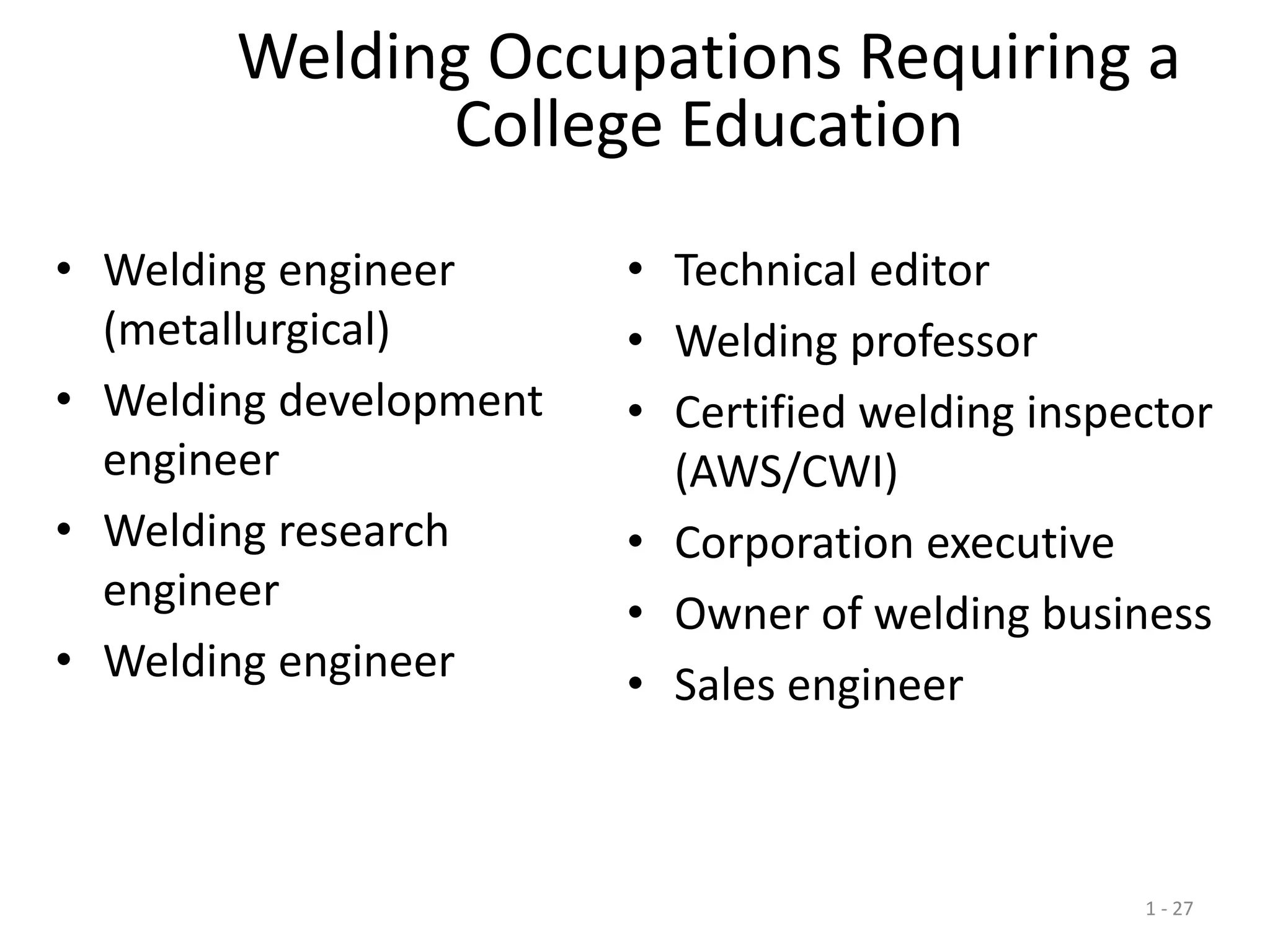 American Welding Society (AWS) Certifications for WELDING INSPECTOR ...