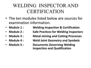 American Welding Society (AWS) Certifications for WELDING INSPECTOR ...