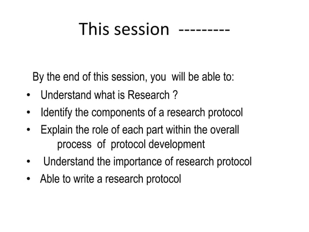 Presentation how to write a research protocol | PPTX