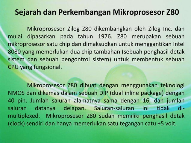Mikroprosesor Zilog Z80 | PPTX