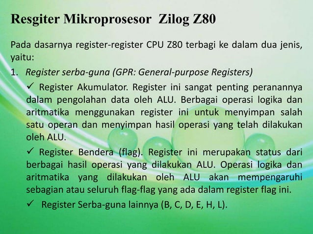 Mikroprosesor Zilog Z80 | PPTX