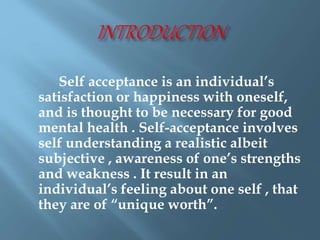 Self Acceptance in Psychology Test | PPTX