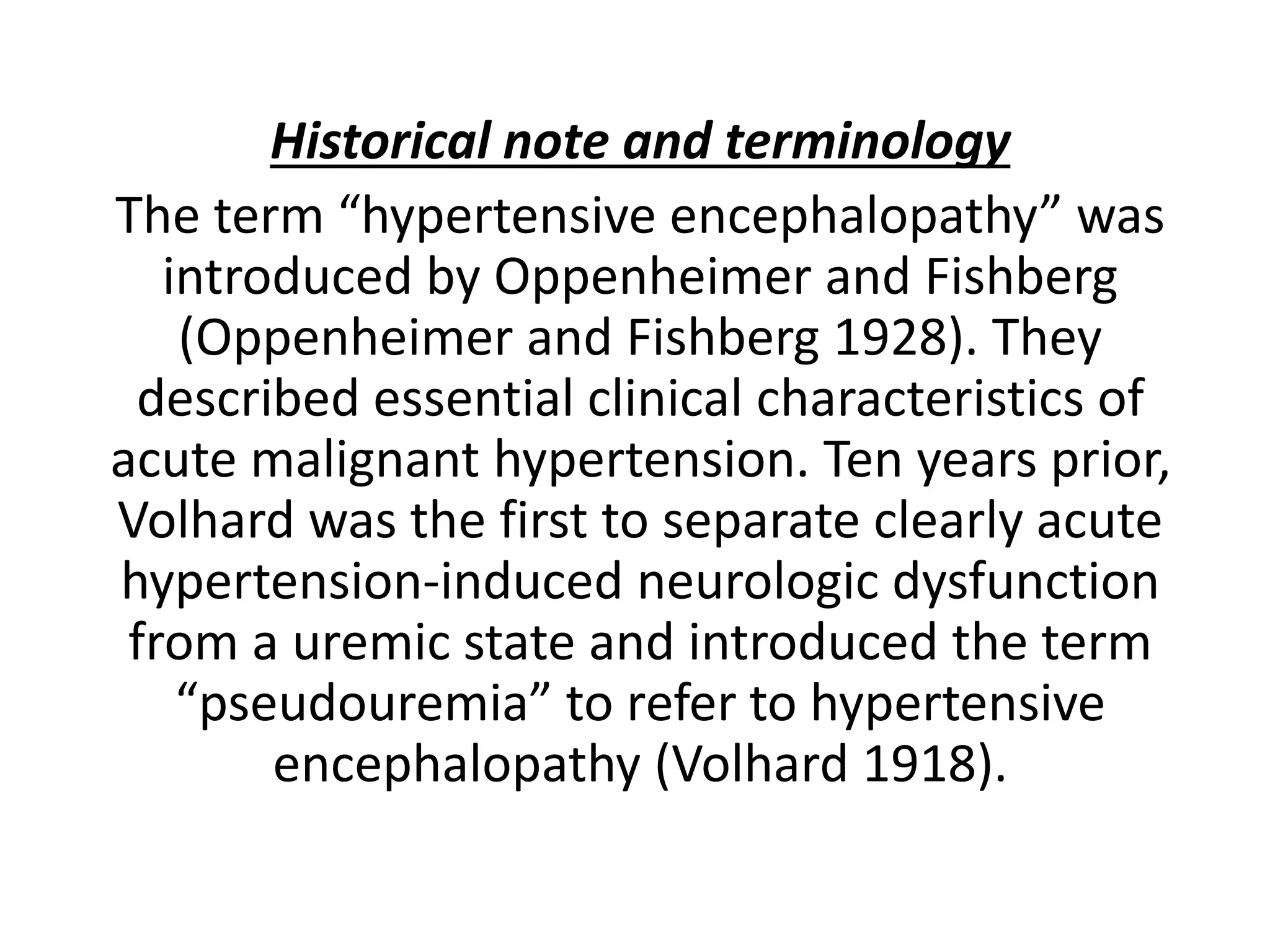 Hypertensive Encephalopathy and Emergencies | PPTX