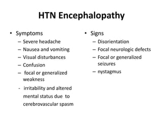 Hypertensive Encephalopathy and Emergencies | PPTX