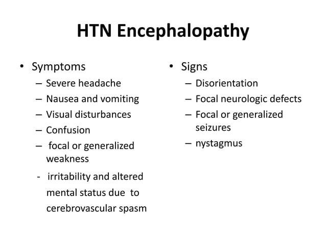 Hypertensive Encephalopathy and Emergencies | PPTX | Brain and Nervous ...