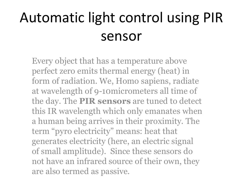 Automatic Light Control Using Pir Sensor