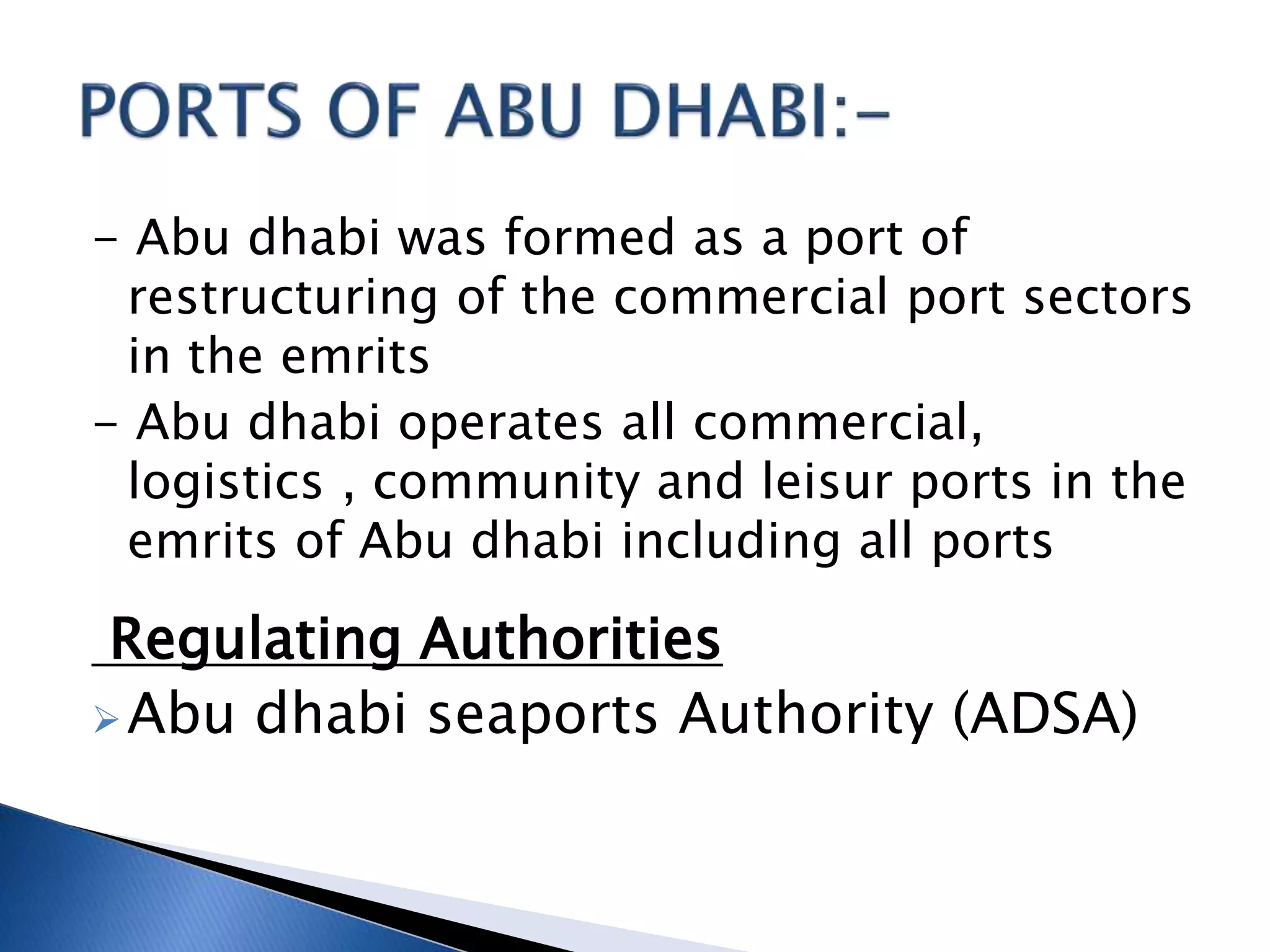 ports of abu dhabi. | PPT
