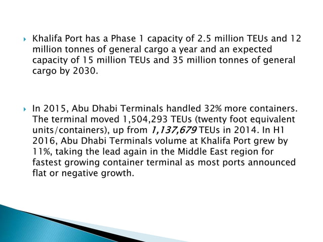 ports of abu dhabi. | PPT