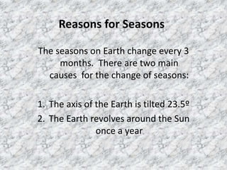 Changes in seasons | PPTX