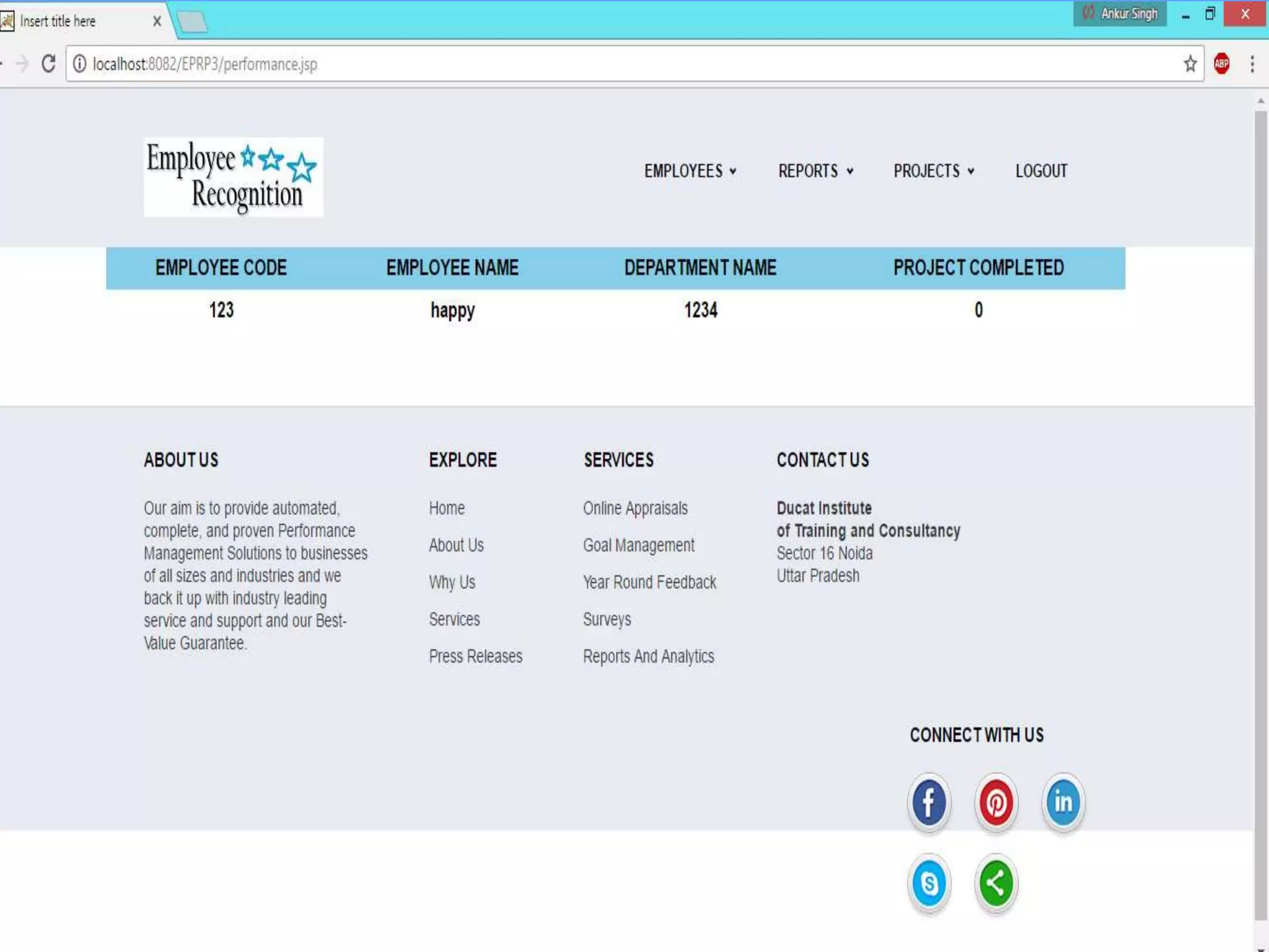 Presentation on Employee Recognition System | PPTX