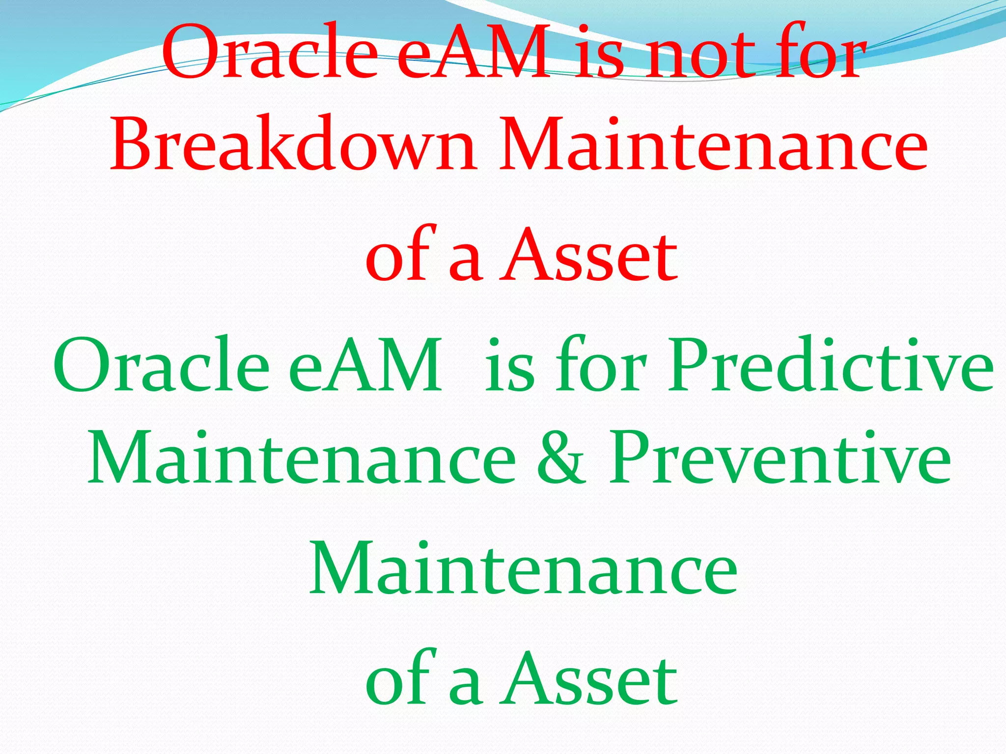 Inplimentation of Oracle eAM | PPTX