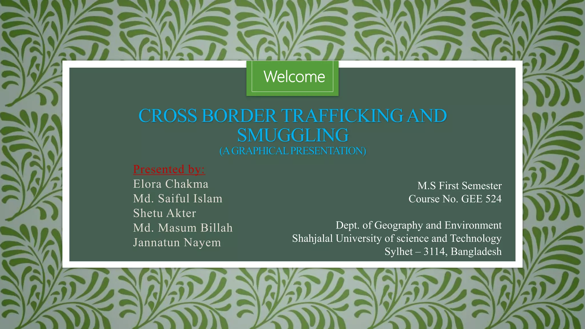 Cross Border Trafficking and Smuggling: A Graphical Presentation | PPTX