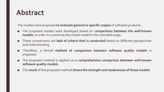 Software Quality Models: A Comparative Study paper | PPTX | Computer ...