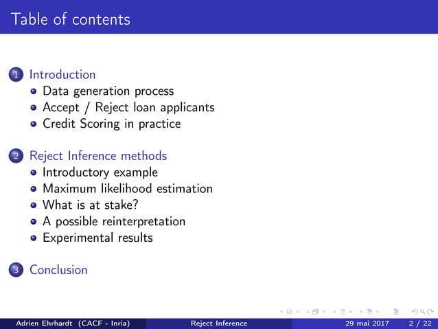 Reject Inference in Credit Scoring | PPT
