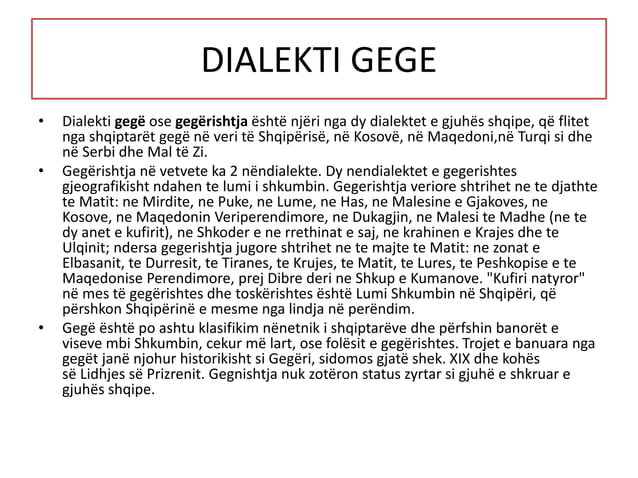 Dialektet e gjuhes shqipe dhe rendesia e tyre | PPTX