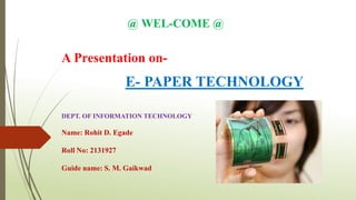 E-paper Technology | PPTX | Desktop Publishing | Computer Software and ...