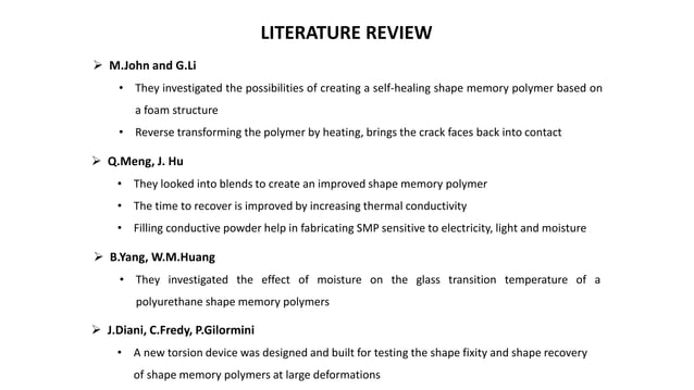 SHAPE MEMORY POLYMERS | PPTX | Chemistry | Science