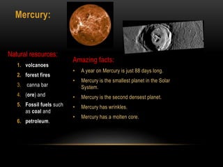 amazing facts and natural resources of planets | PPT