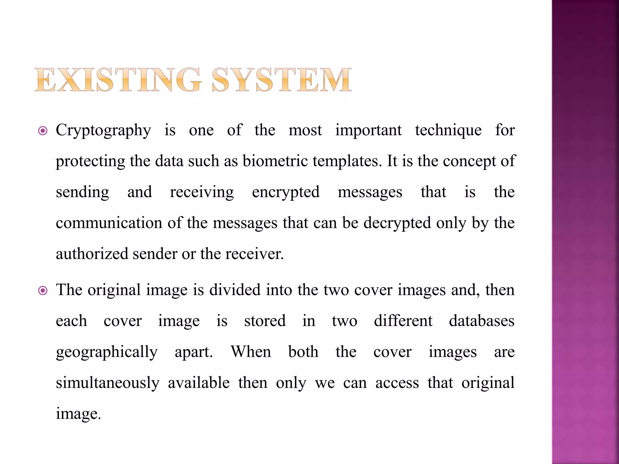 Visual Cryptography for biometric privacy | PPT
