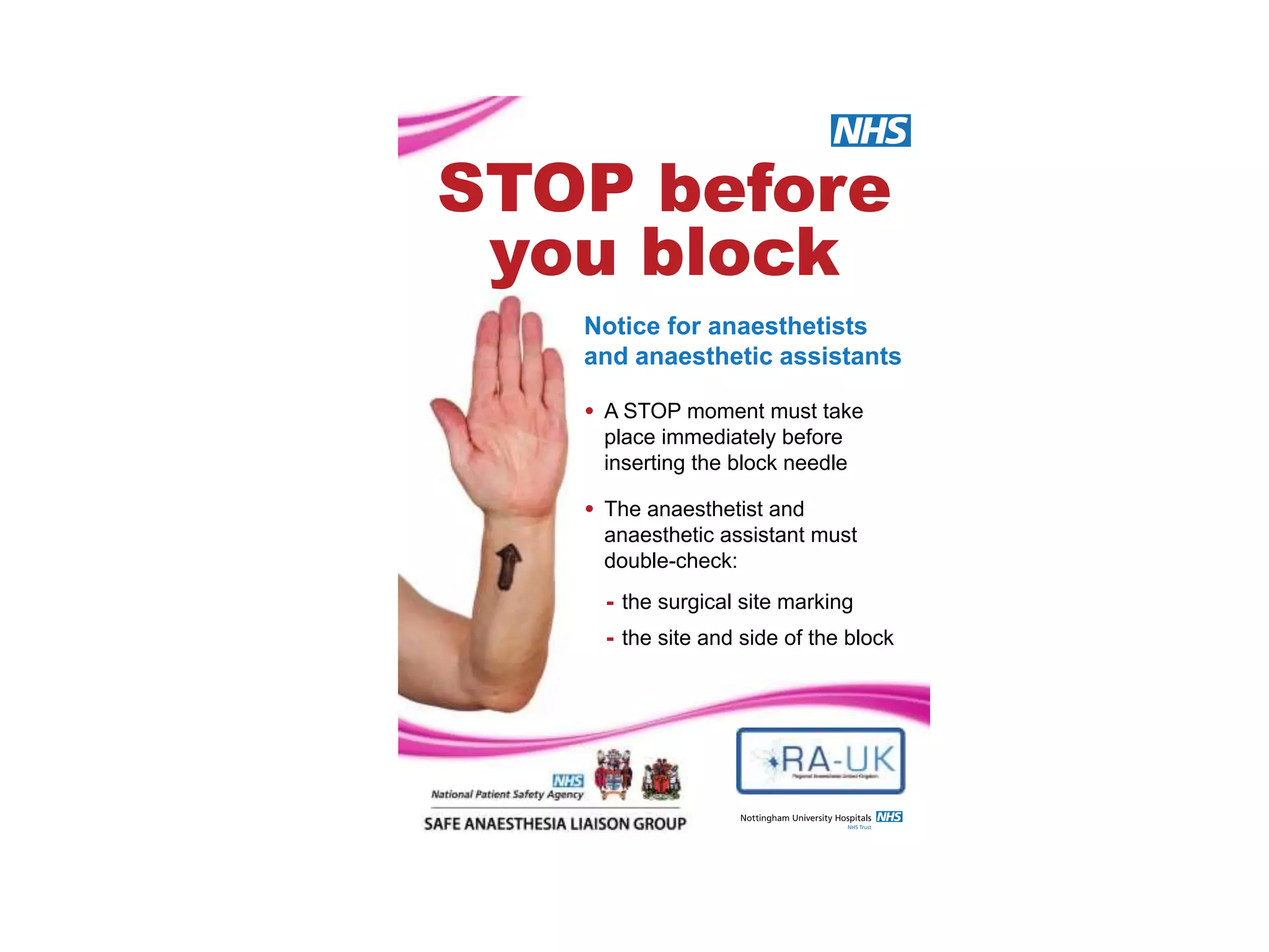 STOP Before Block - REGIONAL ANAESTHESIA safety check | PPTX | Surgery ...