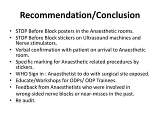 STOP Before Block - REGIONAL ANAESTHESIA safety check | PPTX | Surgery ...