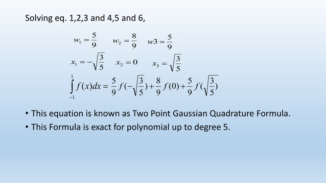 Gauss Quadrature Formula | PPTX | Physics | Science