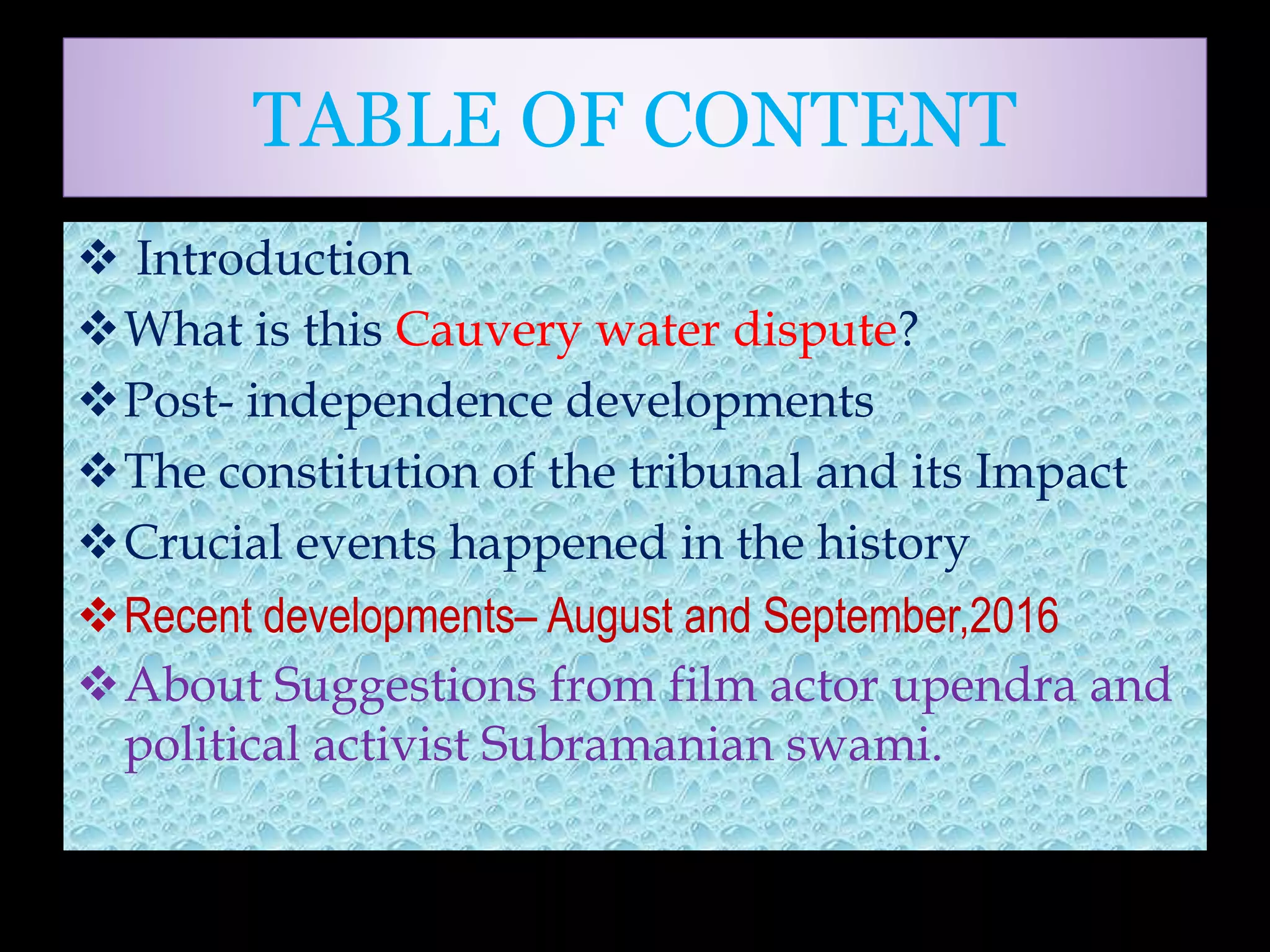 CAUVERY WATER DISPUTE | PPTX