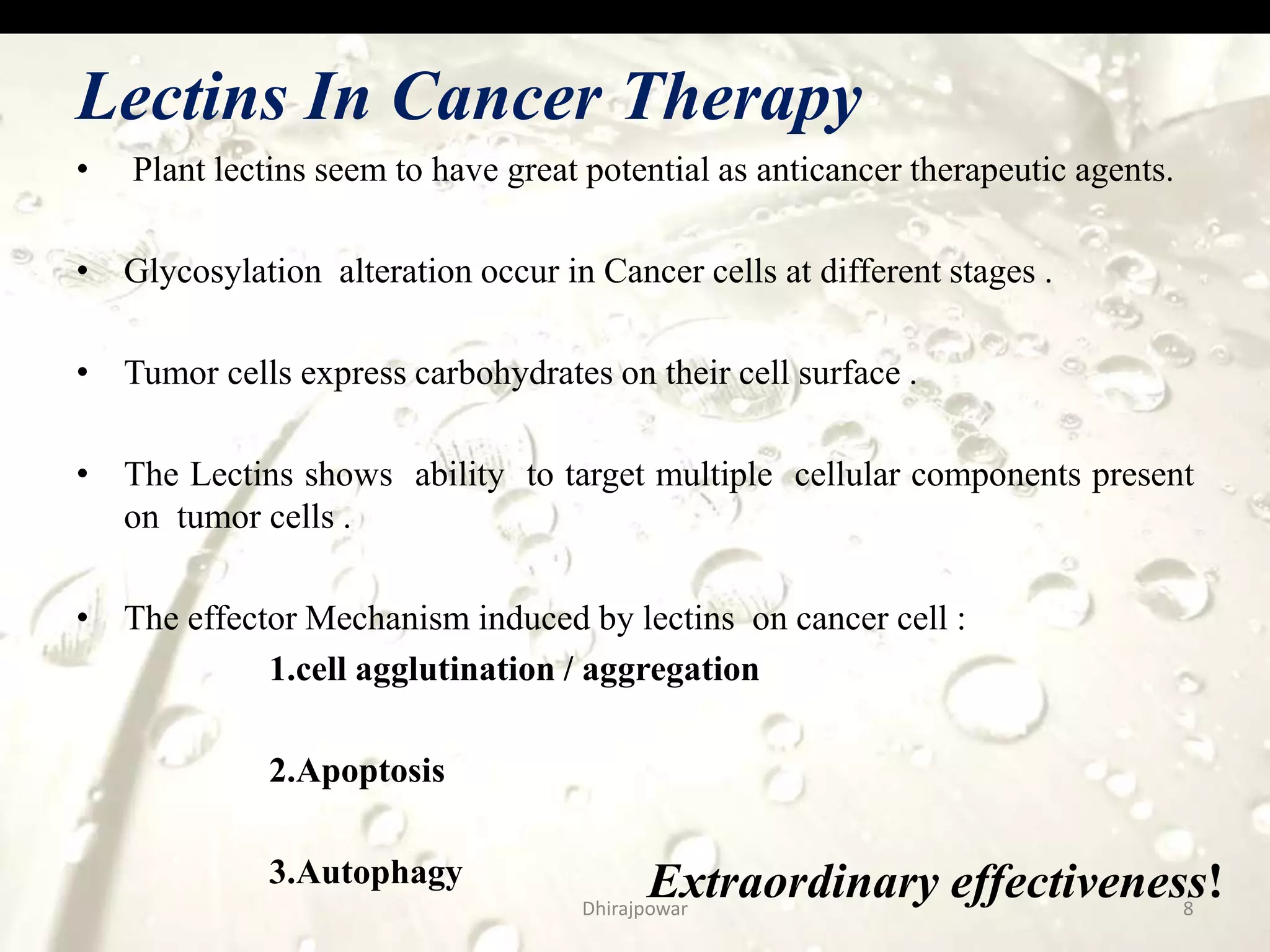 LECTINS IN CANCER THERAPY | PPTX