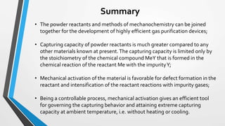 Mechanochemical methods in the production of high purity gases | PPT