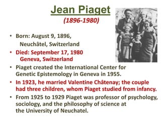 Piaget Theory of Cognitive Development Part-I | PPTX