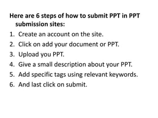 Best ppt submission sites | PPTX